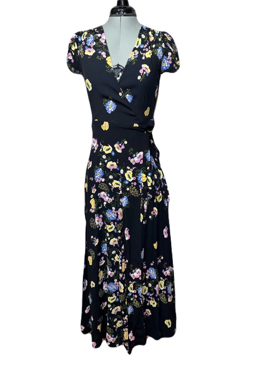 Free People | Dresses | Free People Jess Black Floral Wrap Maxi Dress ...